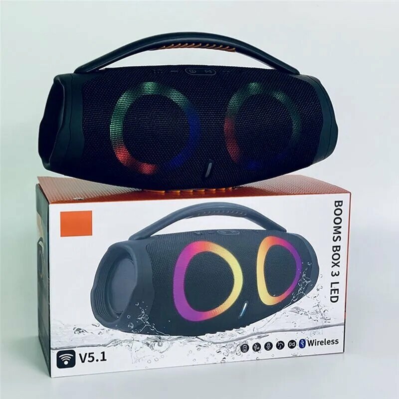 Портативный Bluetooth-динамик, сабвуфер, звуковая коробка с водонепроницаемой RGB-подсветкой для офиса, улицы, дома, синий