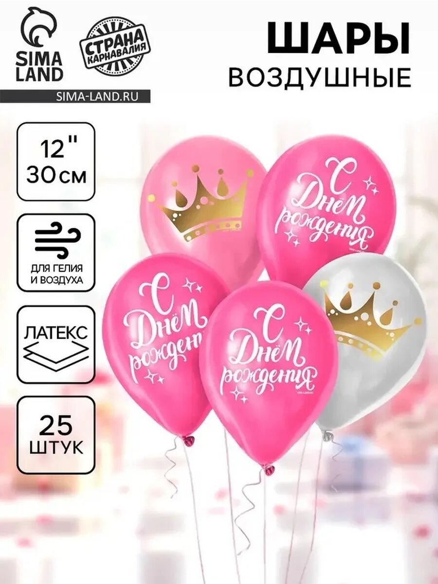 Набор воздушных шаров с поздравлениями и короной