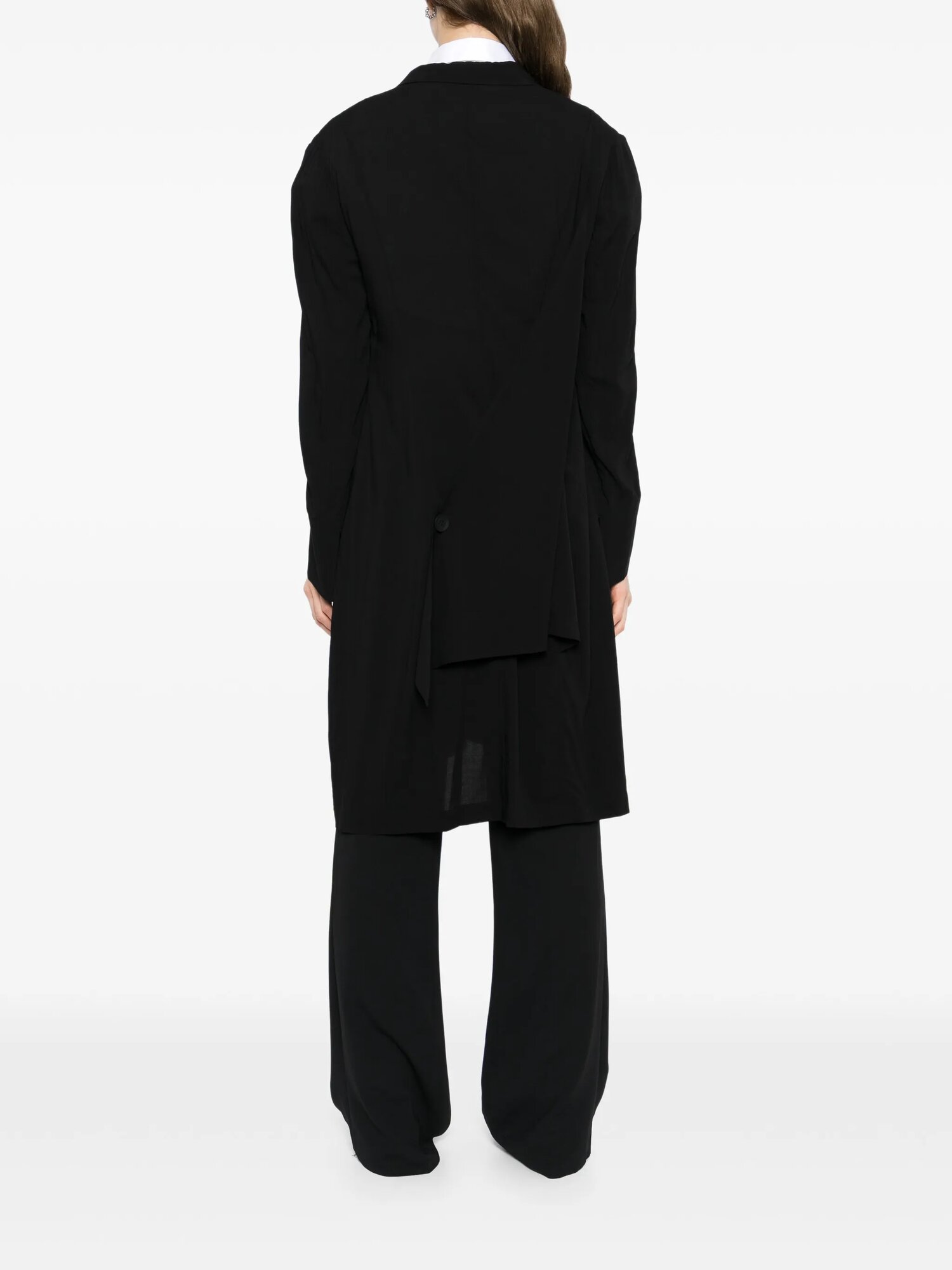 Куртка Yohji Yamamoto Single-breasted notched-lapel jacket, размер 42, black/black — фото 1