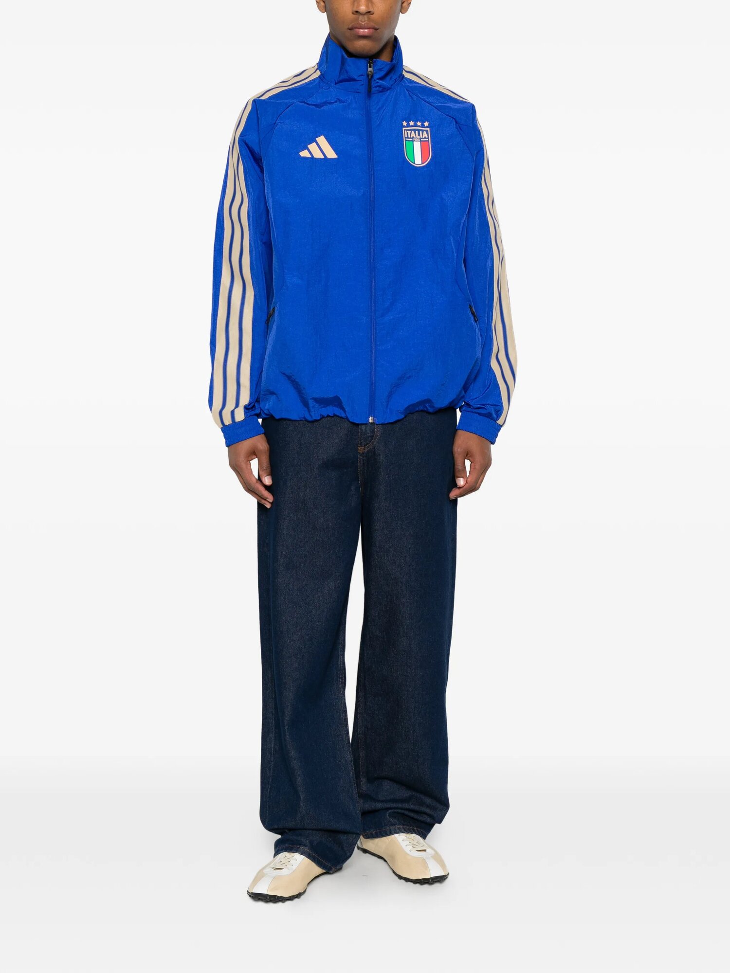 Куртка adidas Logo-print striped jacket, размер 52 GER, blue — фото 1