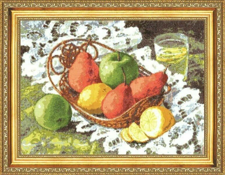 Набор для вышивания крестом "Натюрморт с грушей" ФИ-006, 29х40 см, Золотое руно