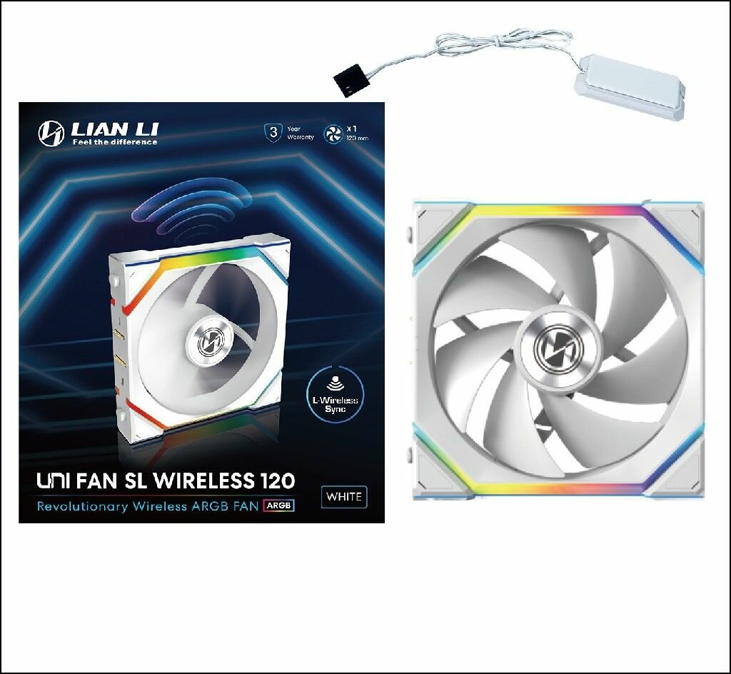 Вентилятор Lian Li UNI FAN SL WIRELESS 120 WHITE 120x124,5x28мм PWM, ARGB, 2000 об/мин (Max.), 28.5dBa