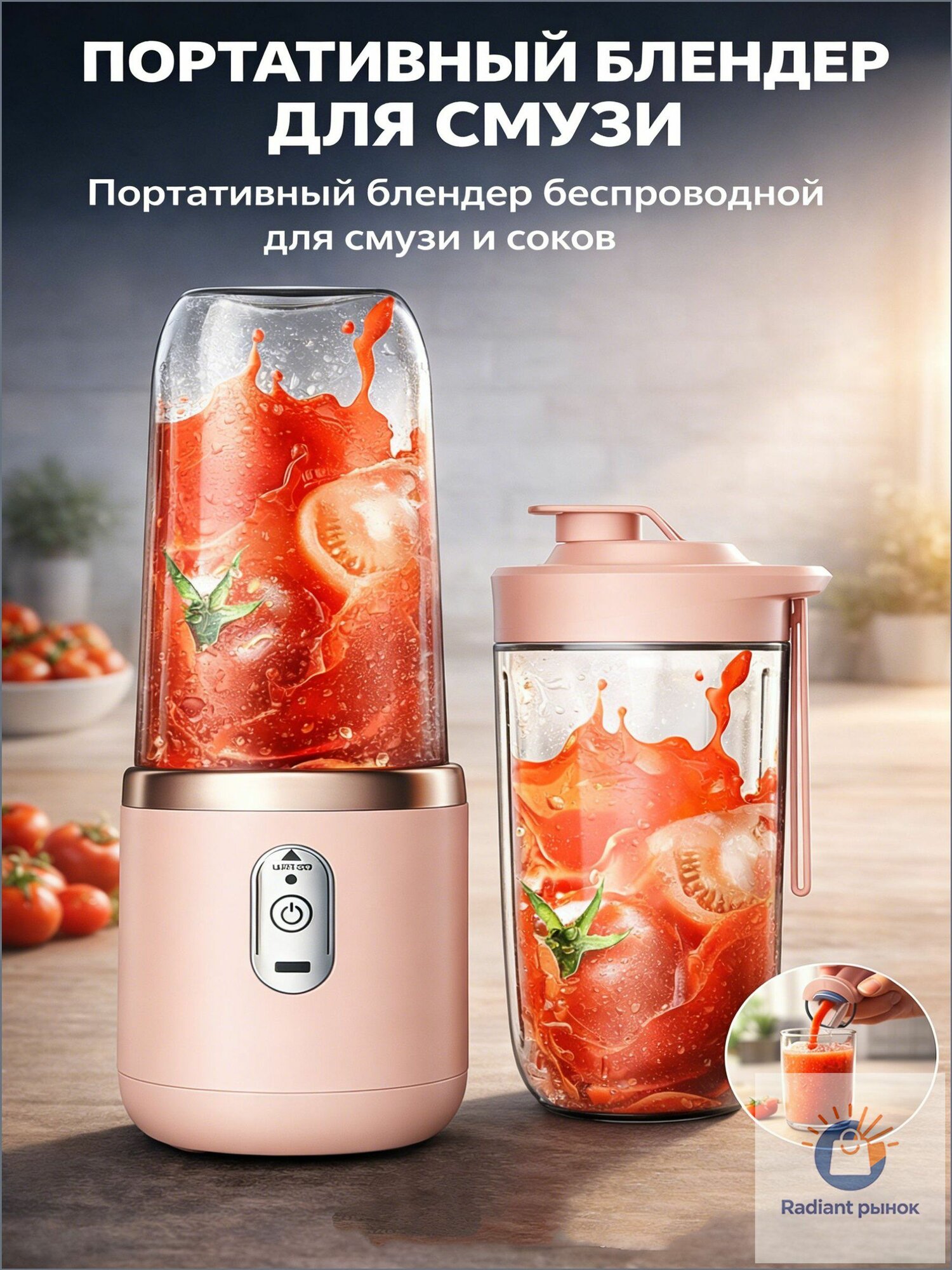 Соковыжималка электрическая для цитрусовых zhazhiji, светло-розовый