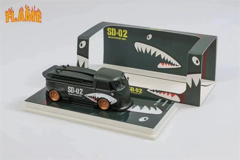 Maisto 1:64 Vw T1 Kombi Shark Mouth Livery Matte Green Пикап