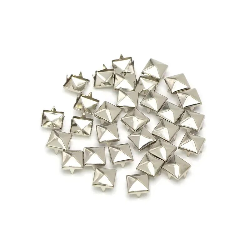 Металлические заклепки с квадратными шипами 4-12 мм, 1x8mm-20pcs, Серебряный, Silver