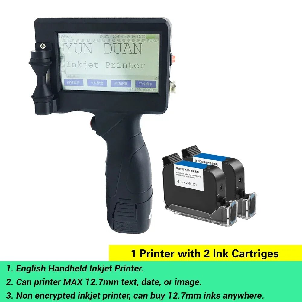 Ручной струйный принтер YUN DUAN EU Plug, 1 Printer 2 Inks