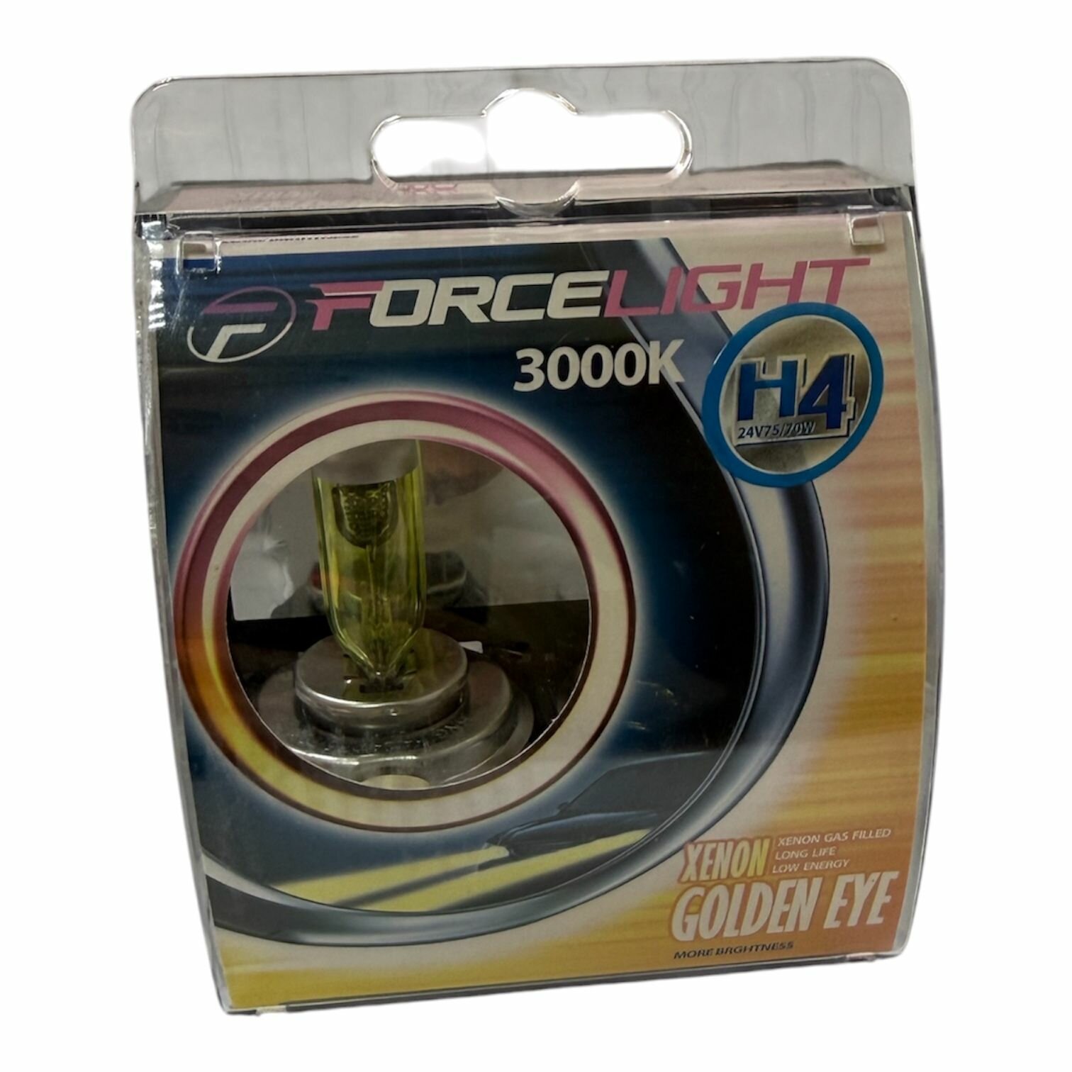 Лампа "FORCE LIGHT" H4 75/70 24V (Желтая Всепогодная) (Пластик бокс комп.) 24V