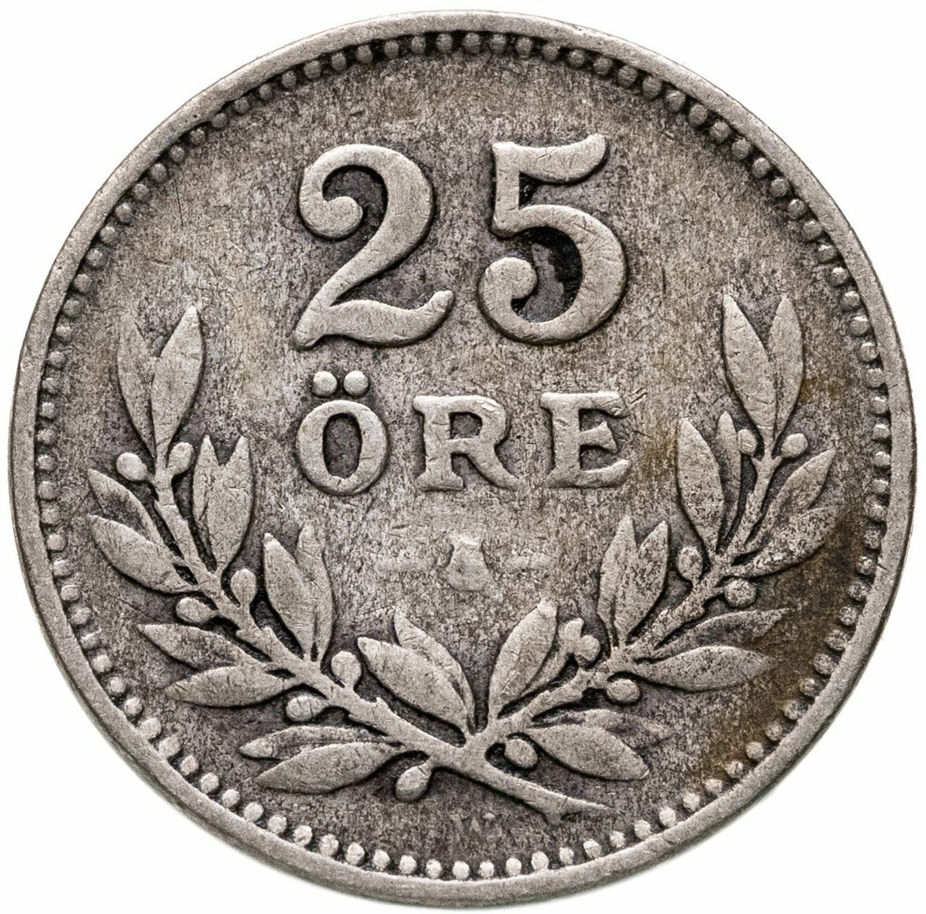 Швеция 25 эре ore 1919, Серебро 600, в сохранности VF