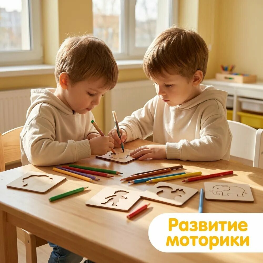 Игровой набор для детей монтессори деревянные шаблоны для рисования 20 штук