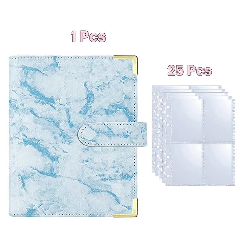 Фотоальбом для K-pop карточек из искусственной кожи Голубой, Blue Marbling