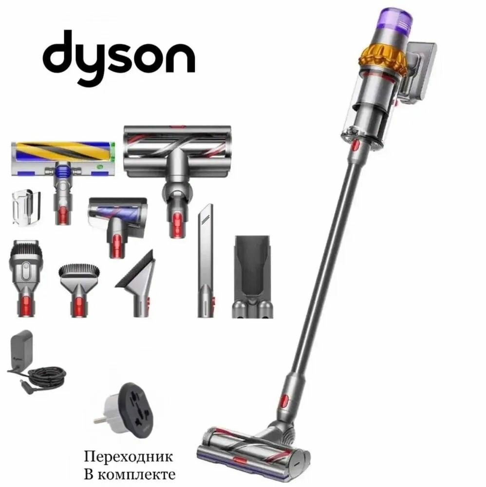 Вертикальный беспроводной пылесос Dyson V15 Detect Absolute Yellow/Nickel (SV47), 7 насадок, IN
