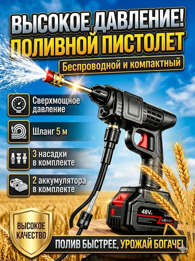 Насос аккумуляторный для полива из бочки, 48V