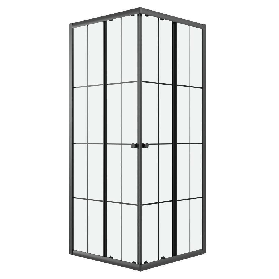 Душевое ограждение Niagara Eco NG-1010-14QKL (100х100х190) квадрат, раздвижное, черный, стекло клетка,1 место