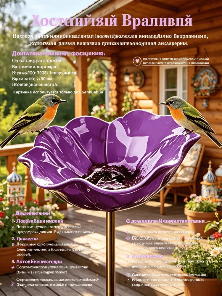 Кормушка-купалка для птиц в виде цветка на ножке, садовая Случайные 2 цвета Наружная поилка для пчел с красным медом, Купальня для птиц декоративная цветочная