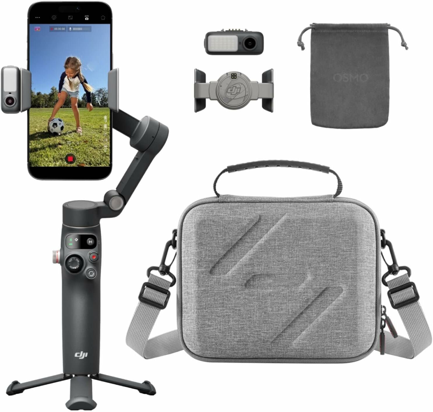 DJI Osmo Mobile SE, 3-осевой стабилизатор для телефона для iPhone, Android, встроенный штатив, селфи-палка, стабилизатор для iPhone, Android, ActiveTrack 6.0, стабилизатор для видеоблогов на YouTube, TikTok, для путешествий.