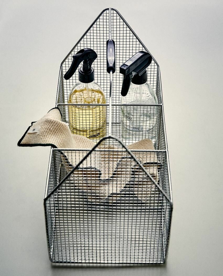 Корзина ZARA HOME 2217/049/811 - металлическая, с отделениями, 38 x 20,5 x 28,5 см, цвет серебристый