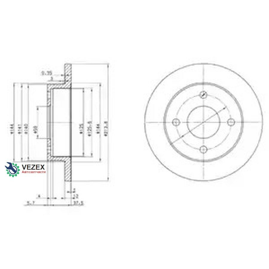 DELPHI BG2357 Тормозной диск (в упаковке 2 шт цена за 1 шт) 2шт
