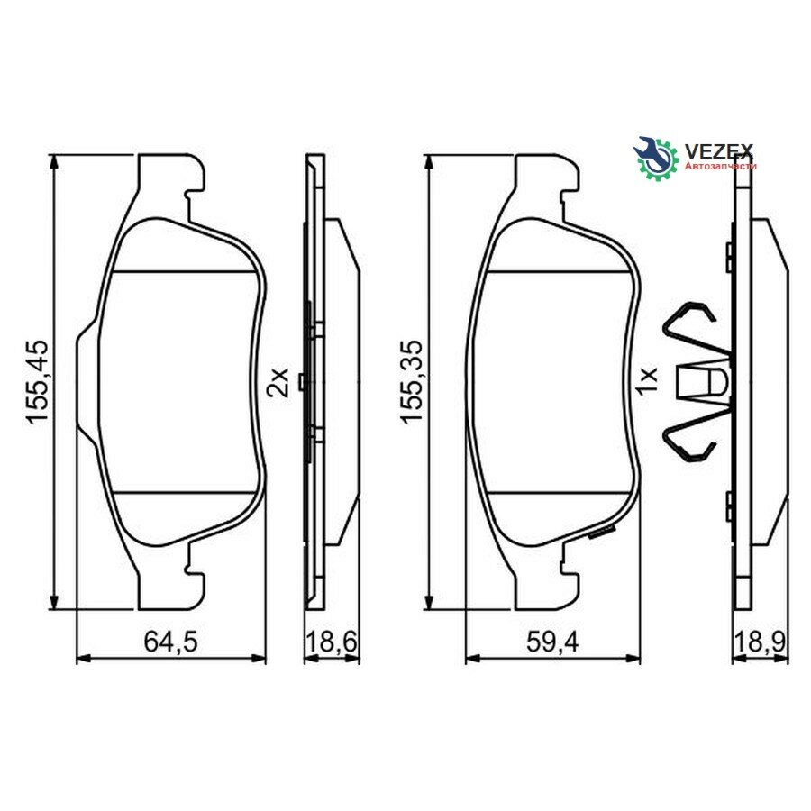 BOSCH 0986494826 Дисковые колодки передние