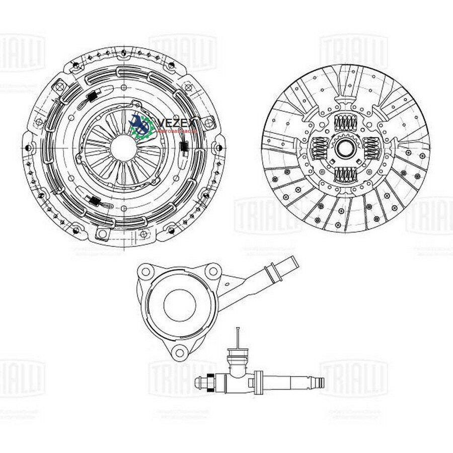 TRIALLI FR 1032 Сцепление в сборе для а/м Ford Transit (13-) 2.2d (с компен. износа) (с гидр. муфт) (для двухмасс. мах