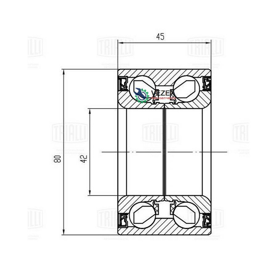TRIALLI CS 1627 Подшипник ступицы для а/м Mazda 3 (03-) с ABS перед. (CS 1627)