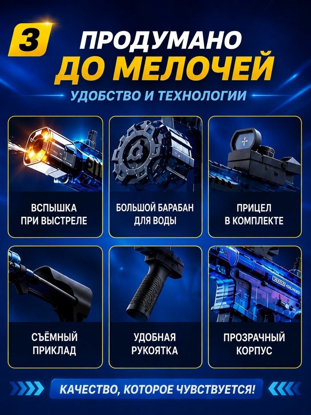 Водный бластер / ARP9 / электрический автомат с аккумулятором / подарок ребенку на лето / активный отдых — фото 1