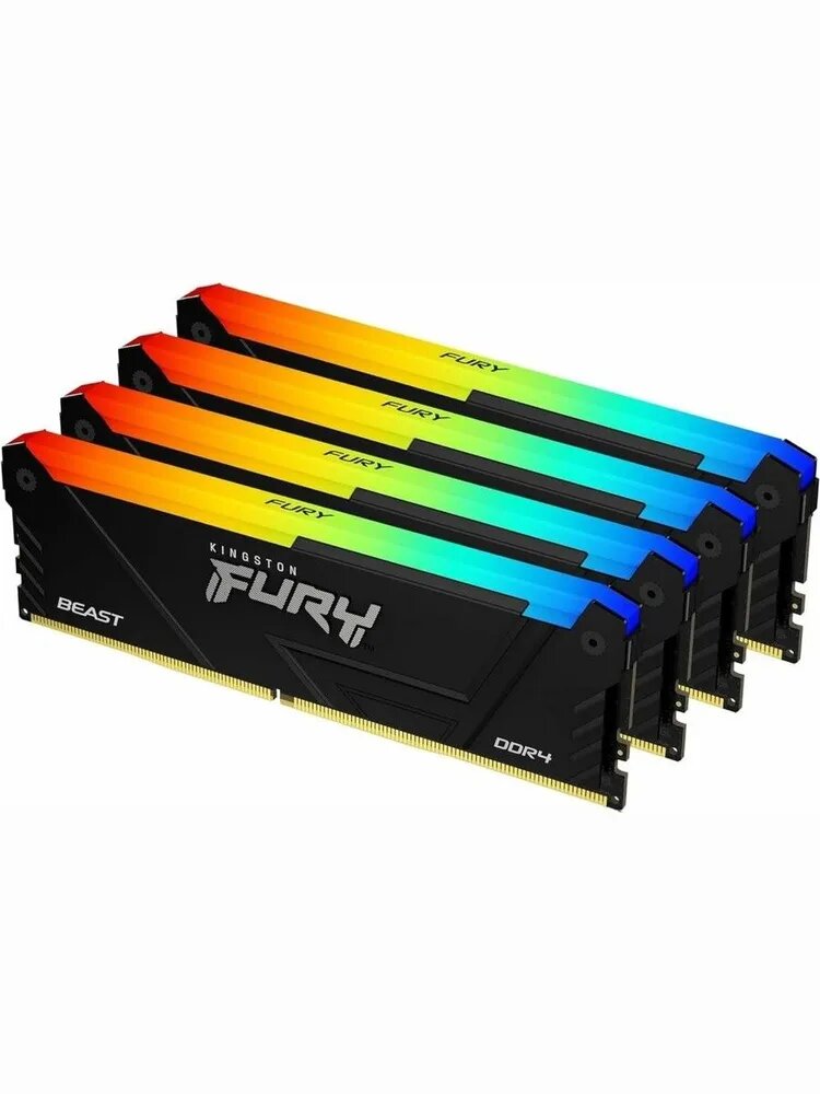 Kingston Fury Оперативная память Beast Black RGB DDR4 3600 МГц DDR4, 3600 МГц, 4 x 8 ГБ (KF436C17BB2AK4/32)