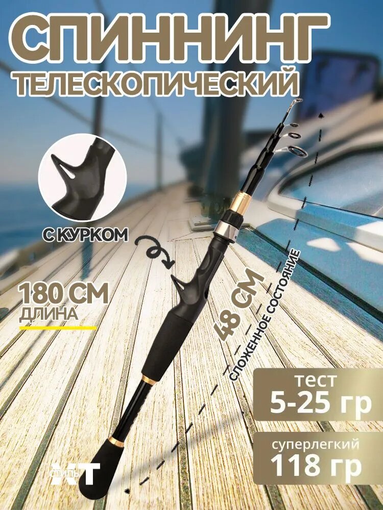 Спиннинг, рабочая длина: 180 см , до 25 гр