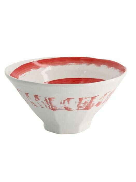 Салатник фарфоровый TOKYO DESIGN Mixed Bowls Maru White, 1300 мл, 22 см, белый/красный