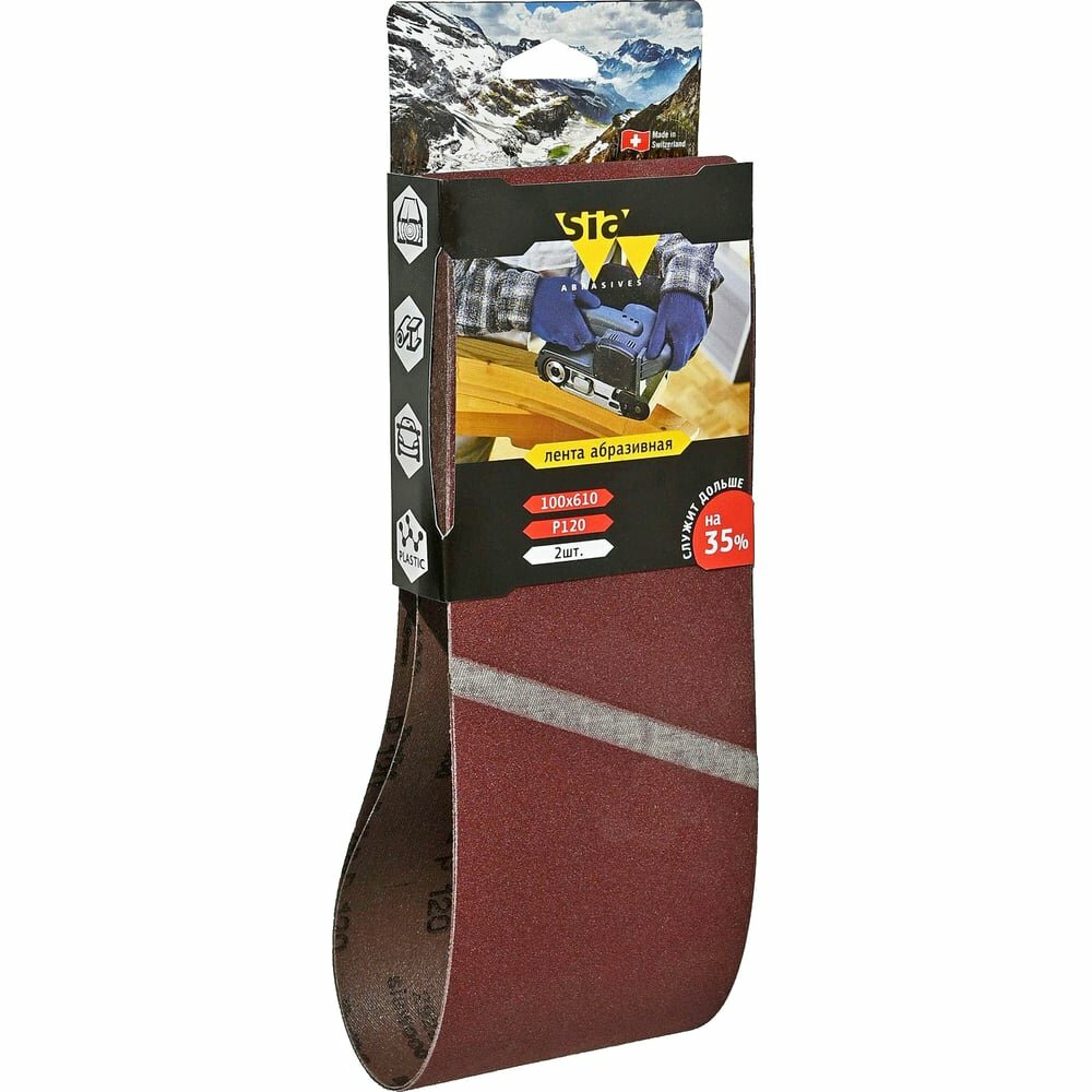 Лента шлифовальная бесконечная 2920 siawood (2 шт; 100х610 мм; Р120) sia Abrasives sw610-120