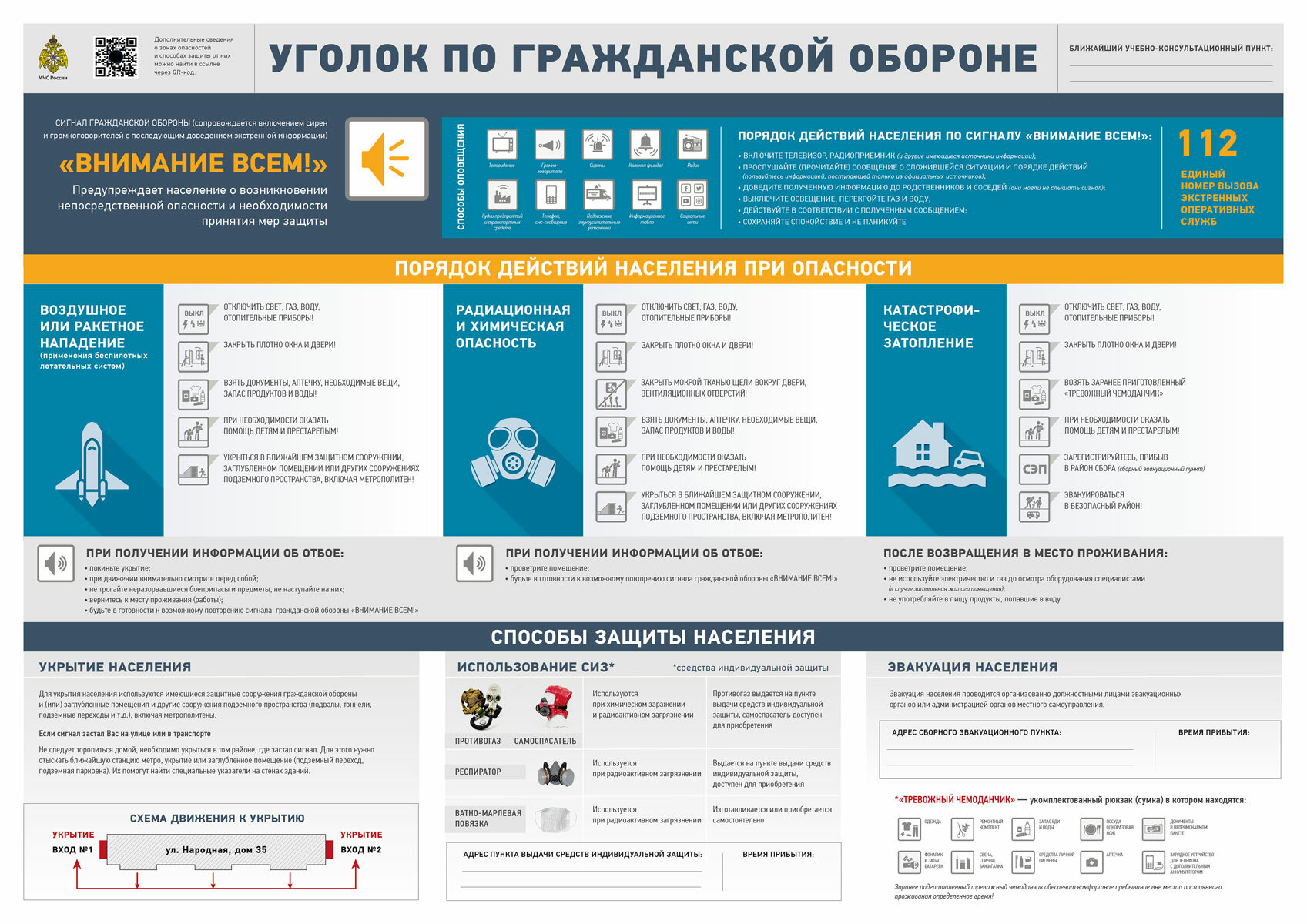 Плакат "Уголок по гражданской обороне"
