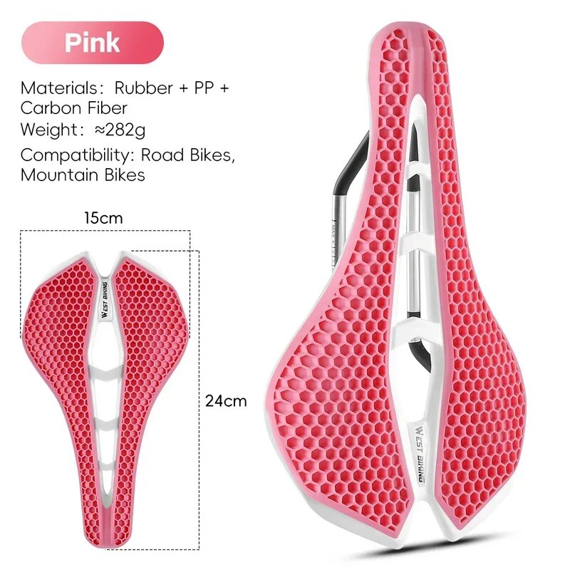WEST BIKING Розовое сотовое седло для MTB/Дороги, Pink A