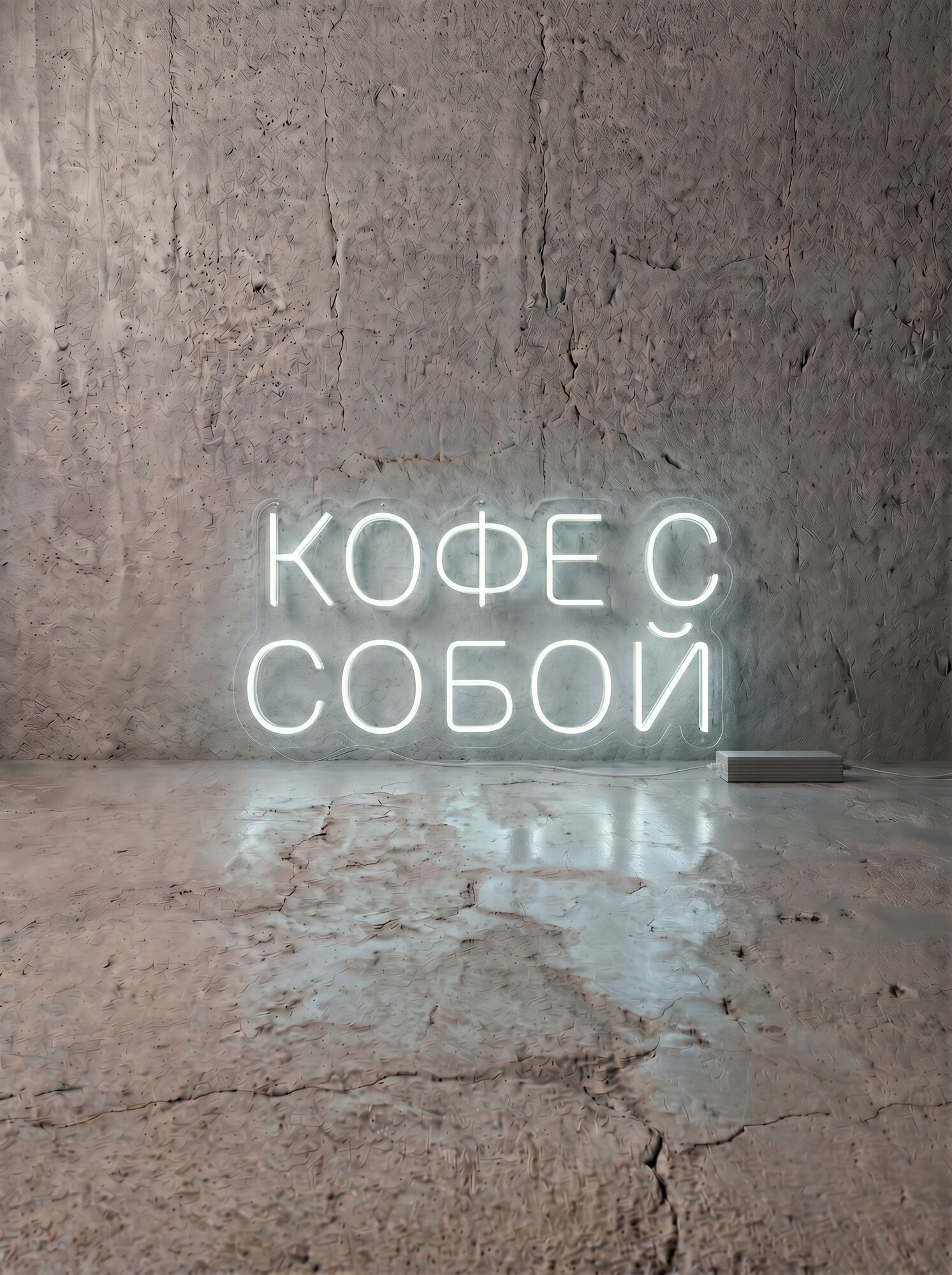 Неоновая вывеска "кофе С собой горизонтальная" 60х30см, неоновая надпись, LED светильник для кофейни