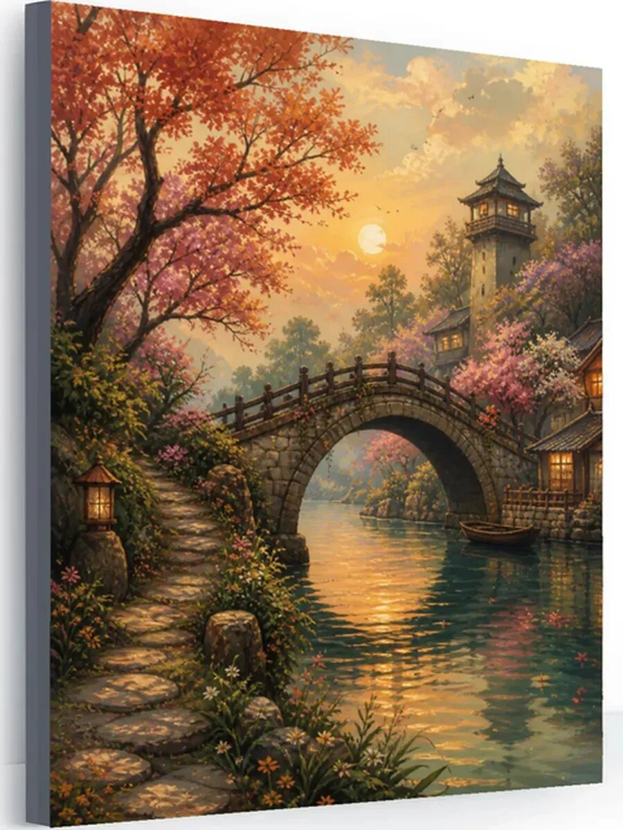 Картина на стену для интерьера "Замок в лесу", на подрамнике, 40 x 50 см