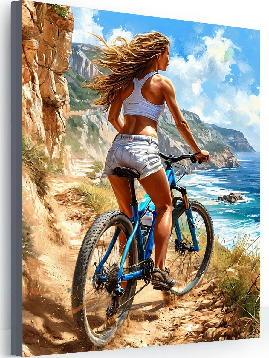 Картина на стену для интерьера "Девушка и море", на подрамнике, 40 x 50 см