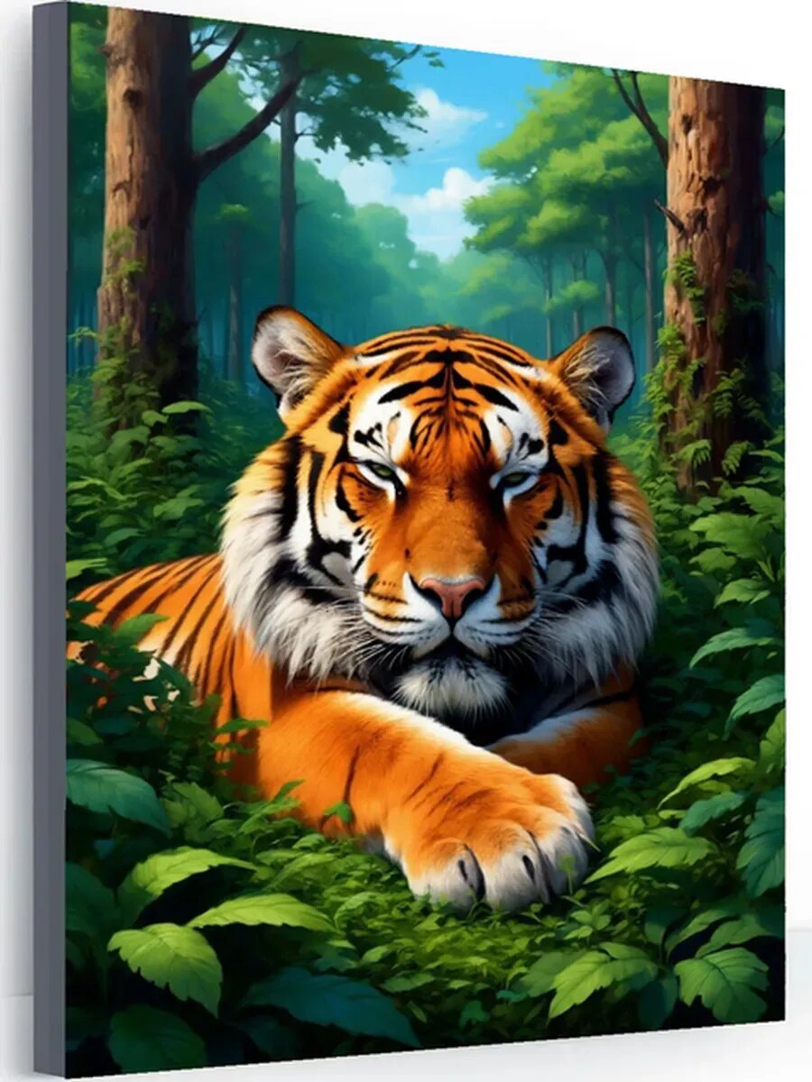 Картина на стену для интерьера "Тигр", на подрамнике, 40 x 50 см