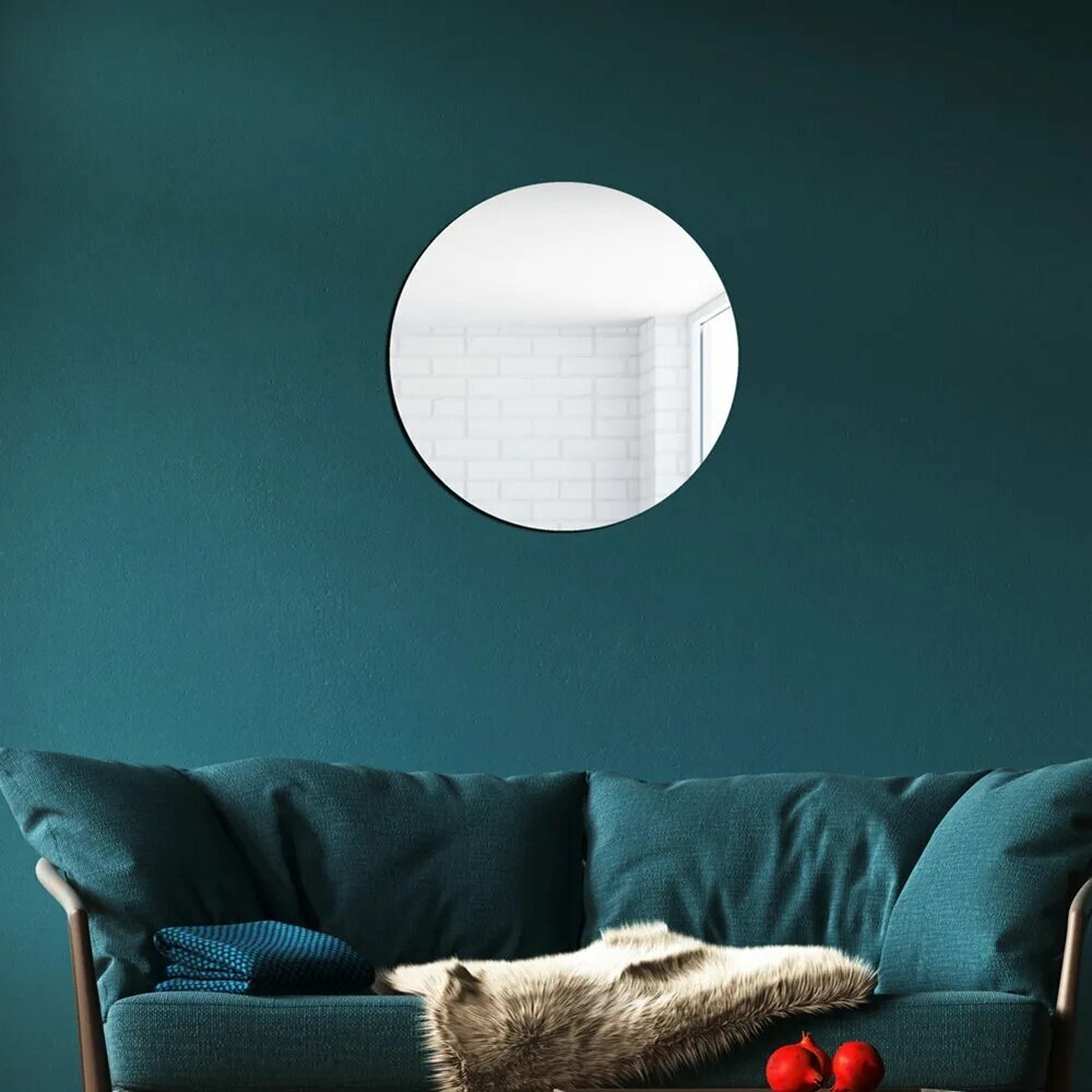 Зеркальная самоклеящаяся наклейка акриловая круглая, серебристая, диаметр 20 см, толщина 1 мм, для стен и мебели