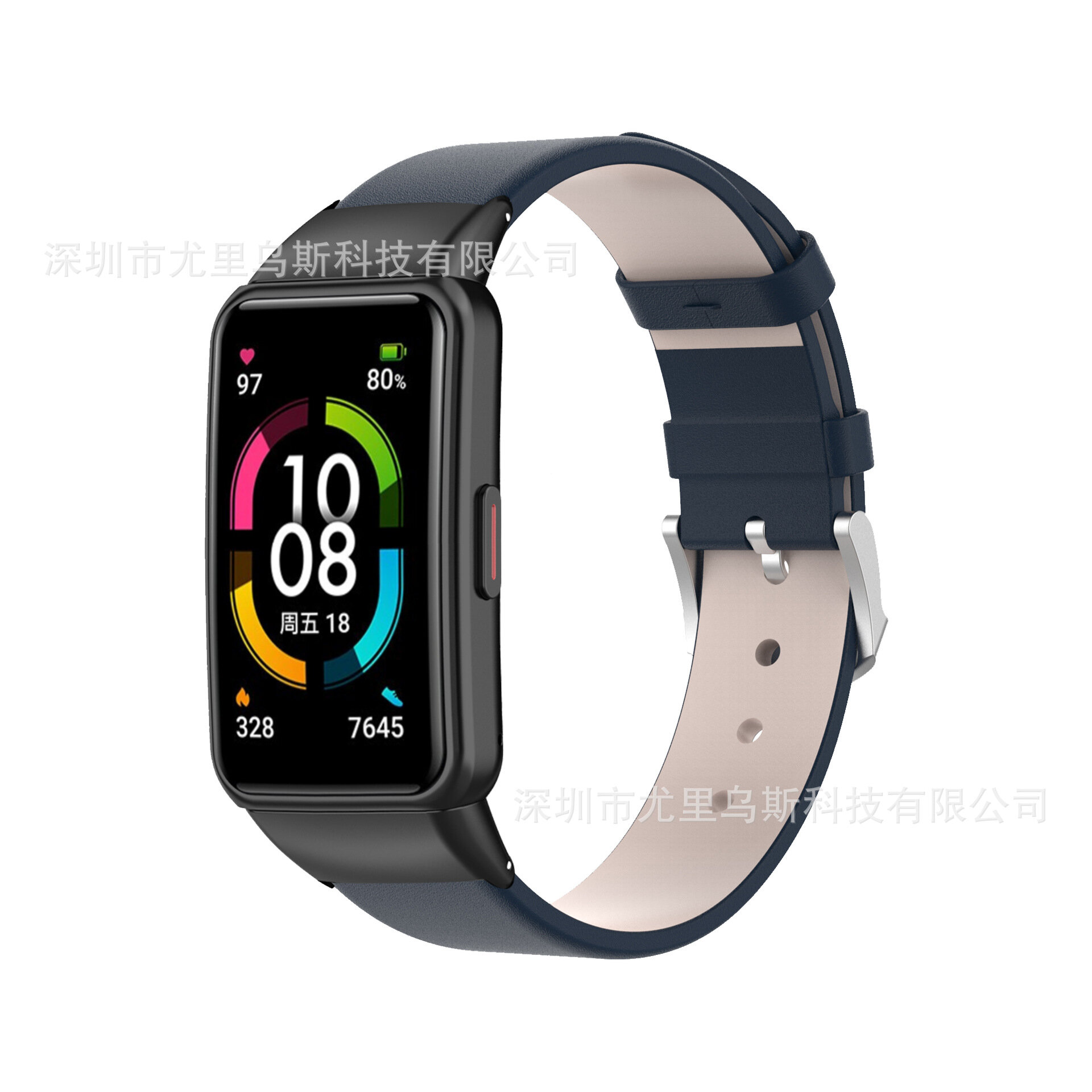 Кожаный ремешок MyPads для Huawei Band 6/Honor Band 6, синий
