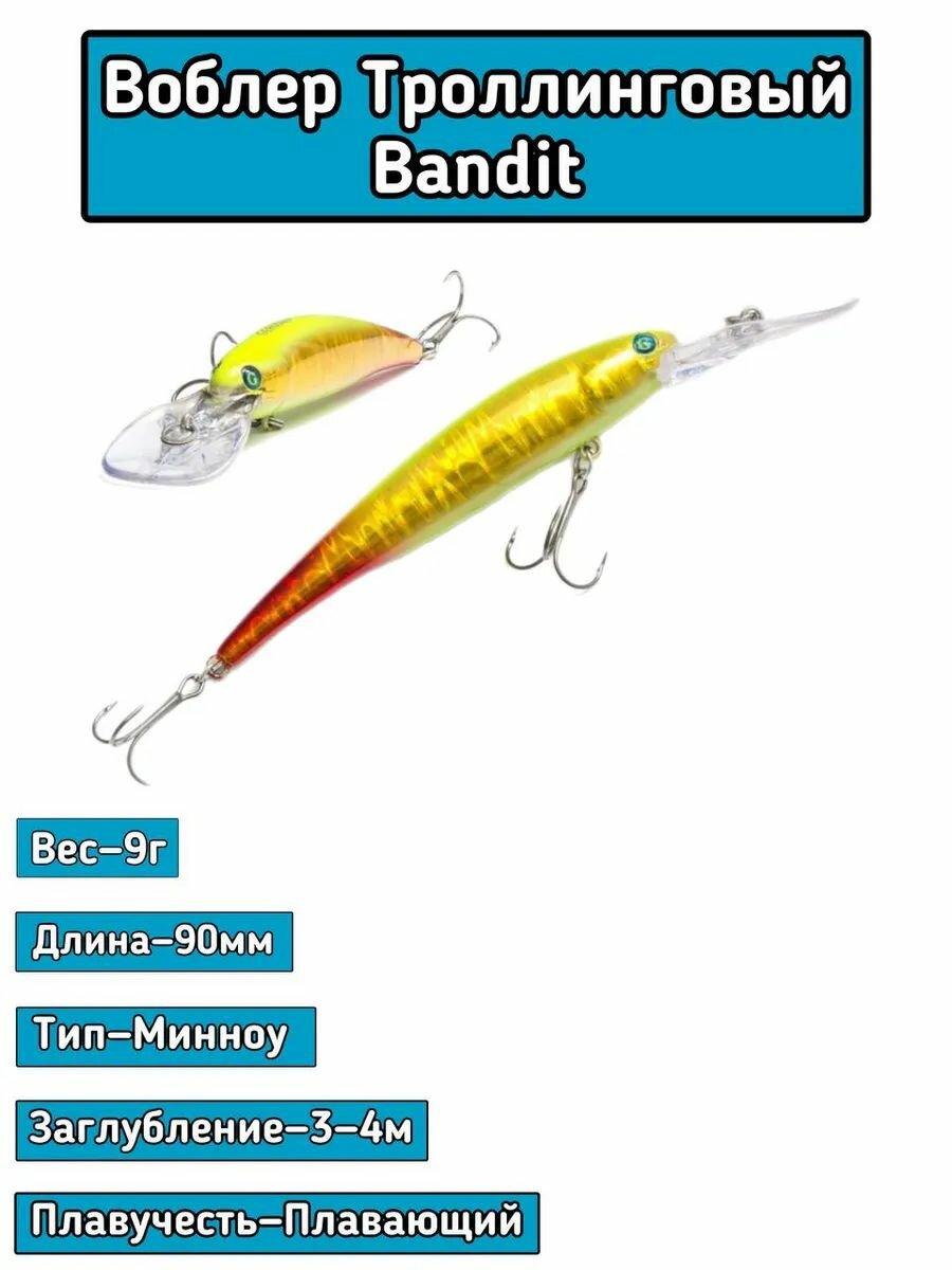 Воблер GG Bandit 9 см, 9 гр, C275, для троллинга, твичинга