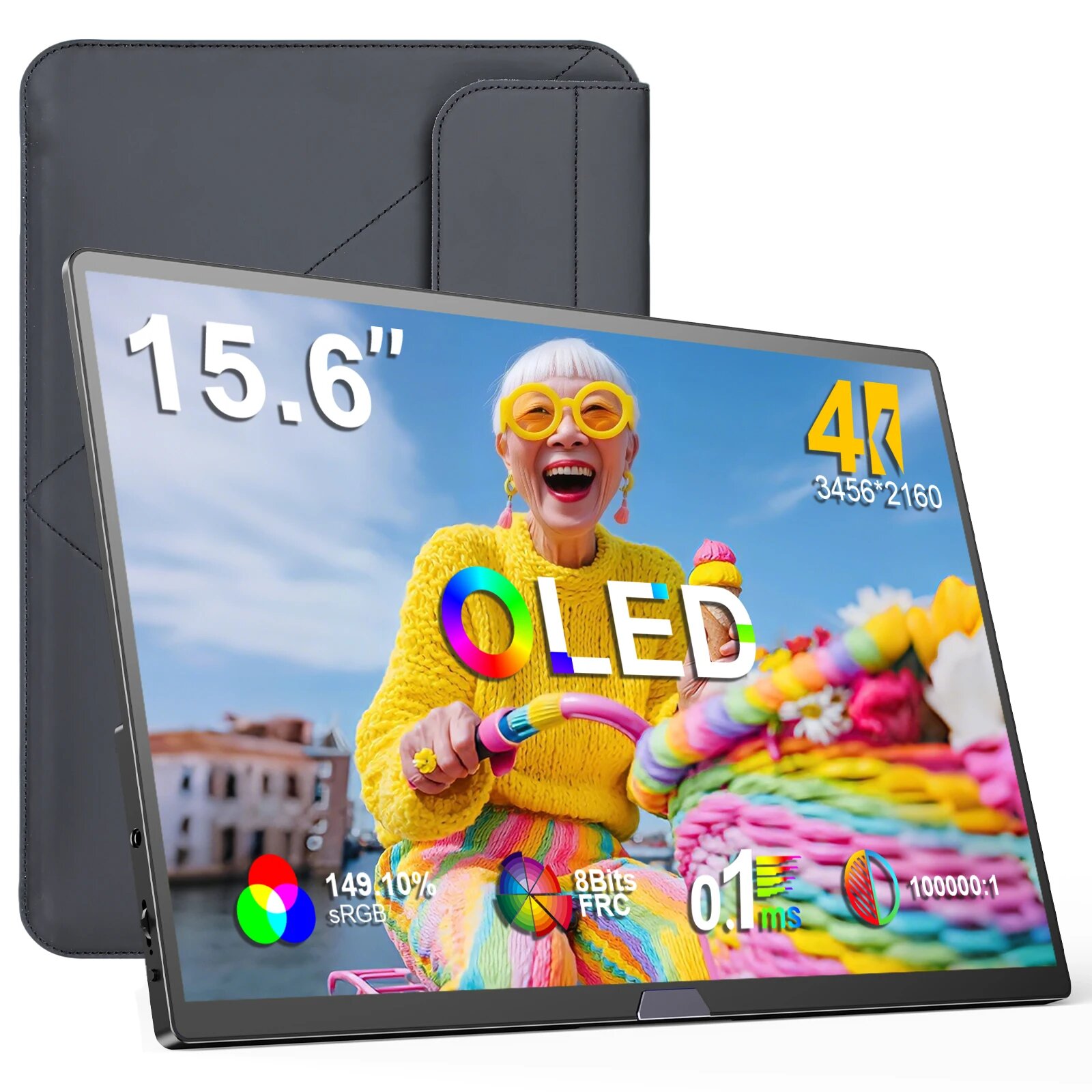 UPERFECT OLED Портативный монитор Второй экран 15,6" 4K 149% DCI-P3 100000:1 USB C Внешний дисплей для ноутбуков ПК Игровых консолей