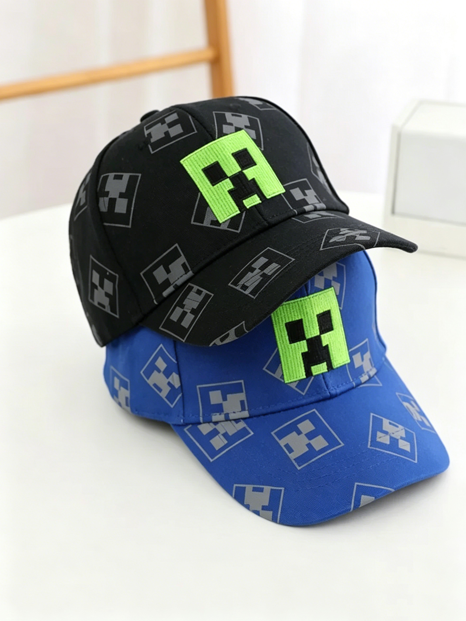 Бейсболка с вышивкой Крипера из игры Minecraft, детская, из хлопка, для повседневной носки и защиты от солнца — фото 1