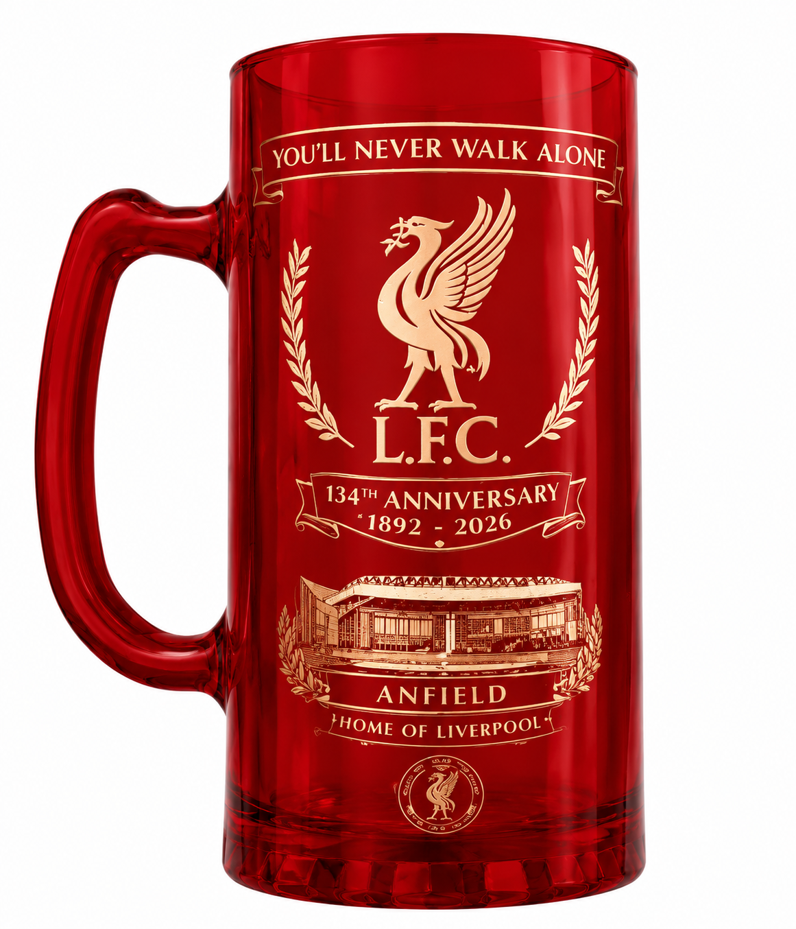 Пивной бокал из боросиликатного стекла Liverpool Football Club, 568 мл, прямой корпус, эргономичный дизайн