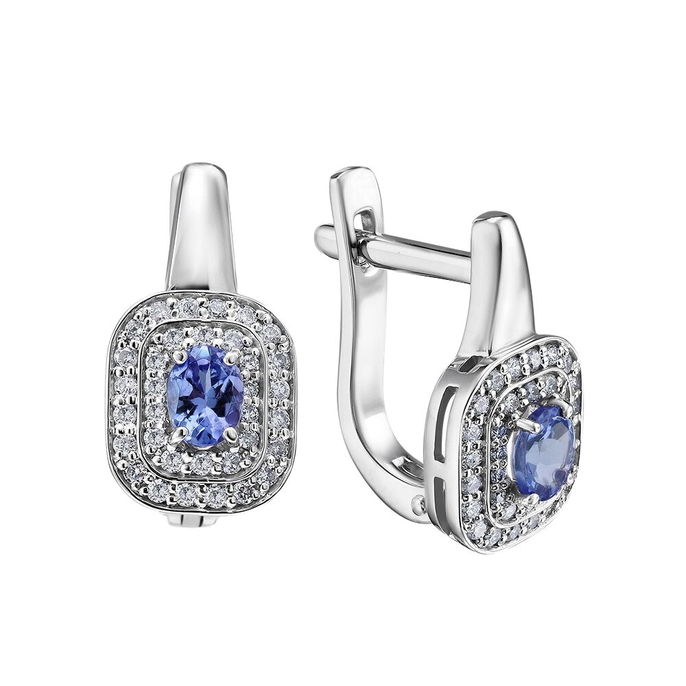 Серьги золото, 585 проба, танзанит