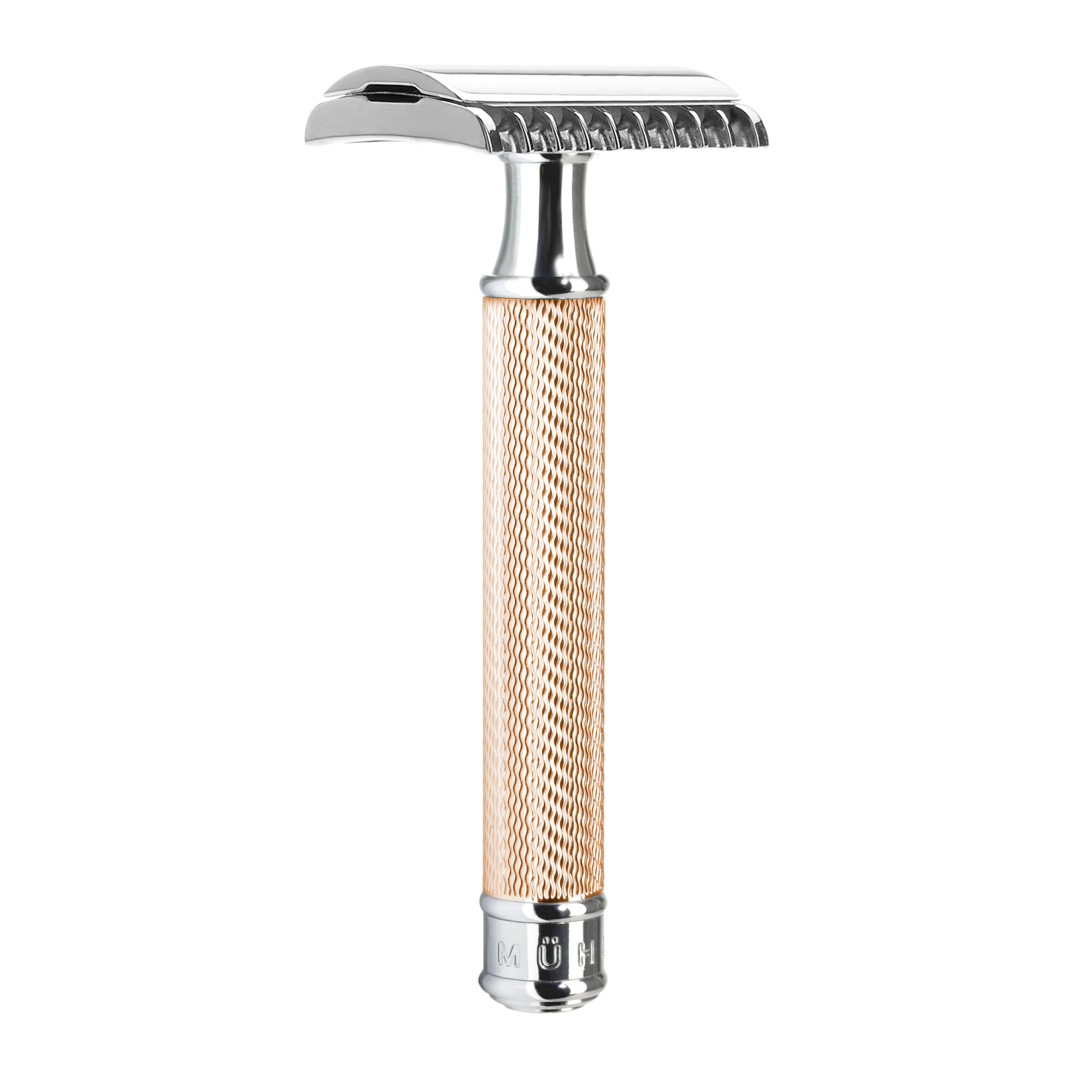 Т-образная бритва Muehle Traditional R 41, open comb, розовое золото