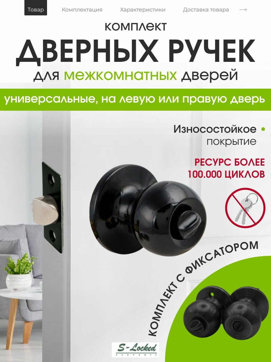 Ручка дверная межкомнатная с защелкой кноб