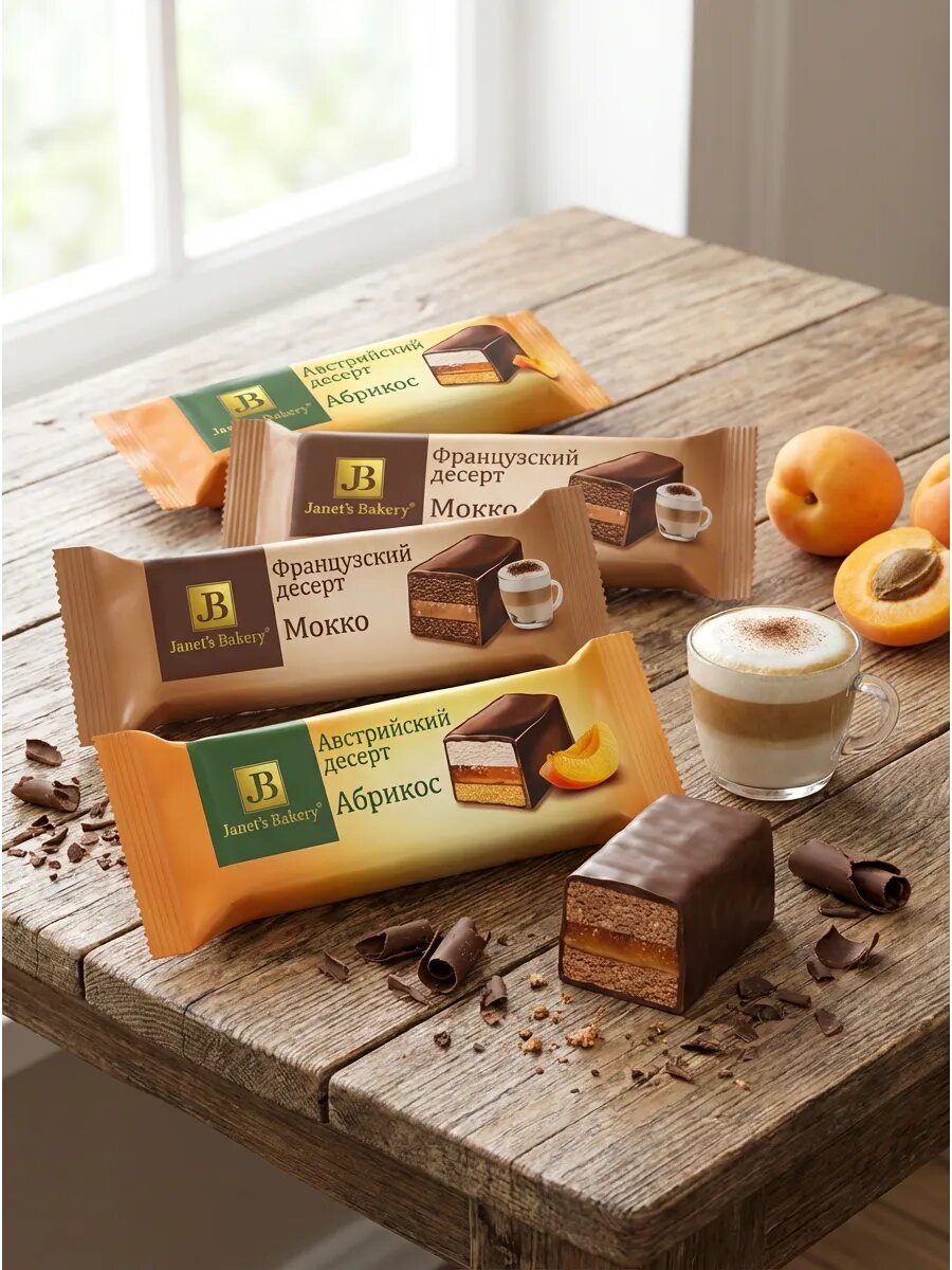Конфеты "Мокко Абрикос", шоколадные, от Janet's Bakery, без ГМО, 200 г