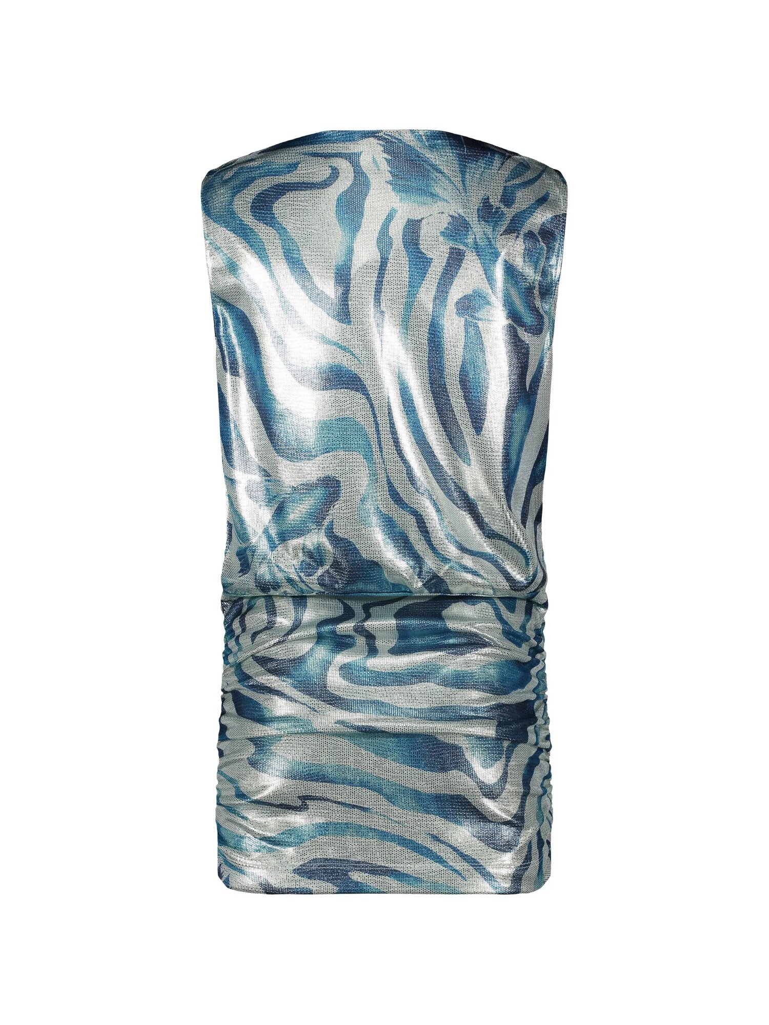 Платье Alberta Ferretti Abstract-print draped mini dress, размер 42, серебристый — фото 1