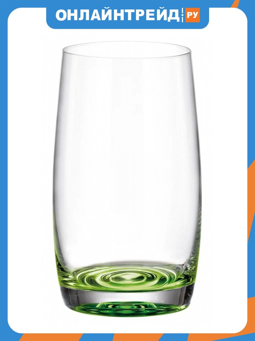 Набор стаканов для воды Crystal Bohemia "PAVO AQUA" green, 380 мл (набор 6шт)