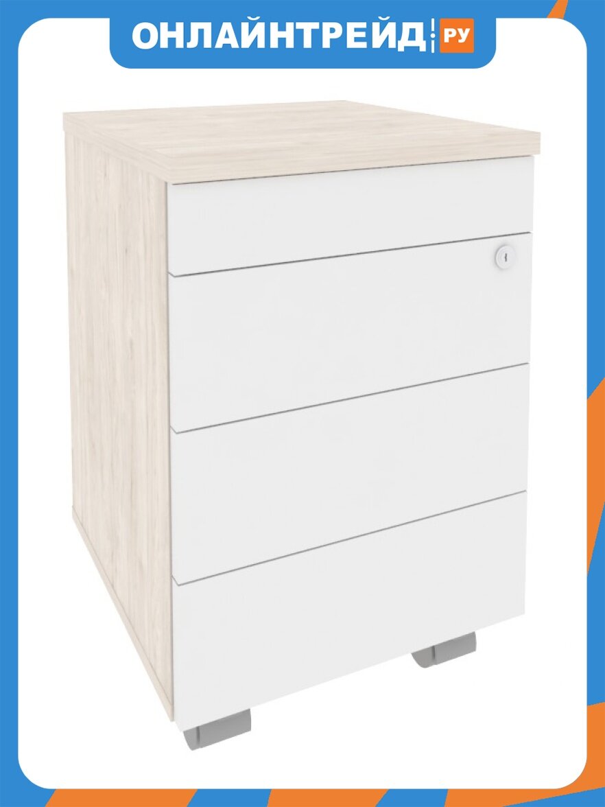 Тумба Riva CHAIR мобильная (TIP-ON) O. TM-3 TIP Денвер светлый/Белый бриллиант 432*460*633 Onix