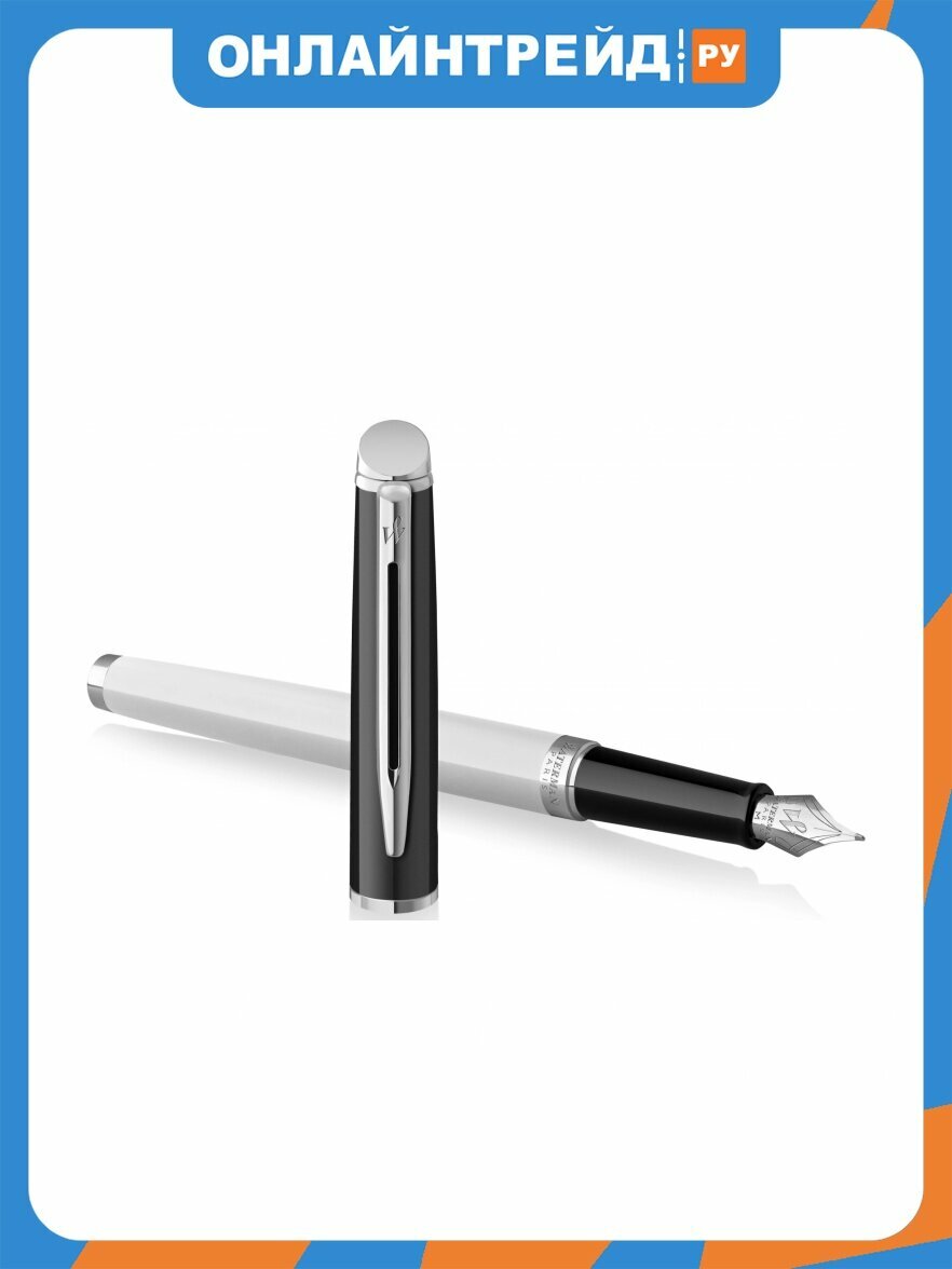 Ручка перьевая Waterman Hemisphere Colour Blocking (2202843) черн/белый F сталь нержавеющая подар. кор