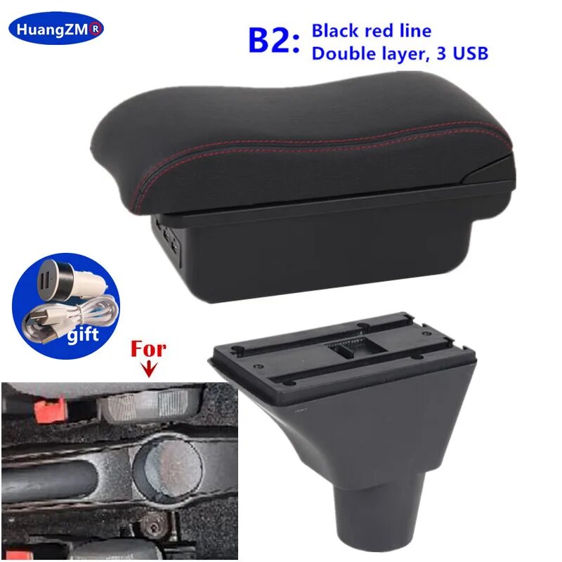 Подлокотник B2 red line 3USB для Fiat Panda II 2